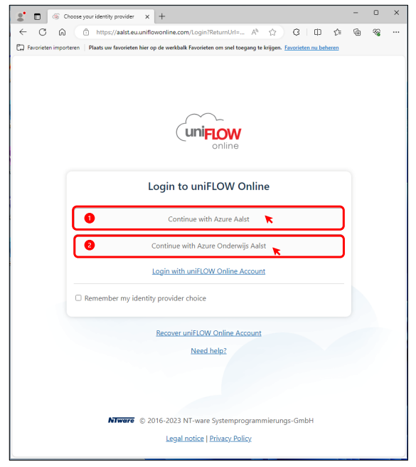 Aanmelden bij uniFLOW Online – ICT Onderwijs Aalst
